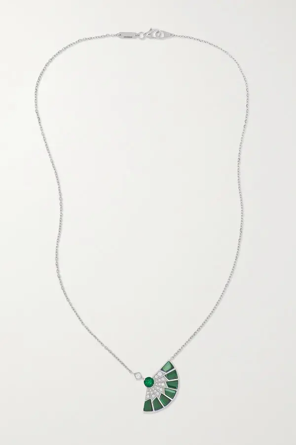 GARRARD Fanfare Symphony 18-karat White Multi-stone Pendant Necklace