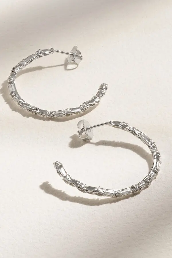 SUZANNE KALAN 18-karat White Diamond Hoop Earrings - Gold