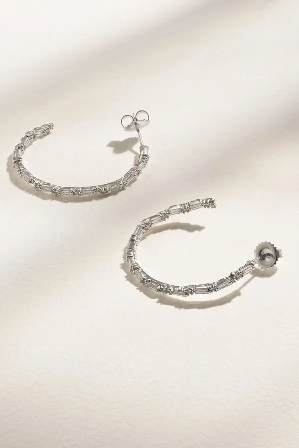 SUZANNE KALAN 18-karat White Diamond Hoop Earrings