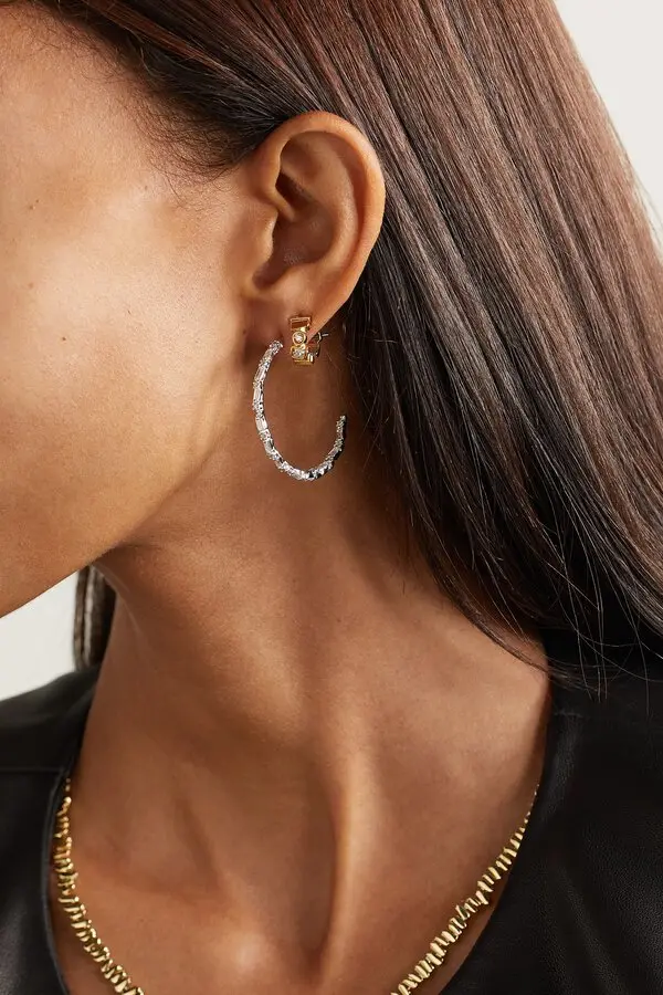 SUZANNE KALAN 18-karat White Diamond Hoop Earrings