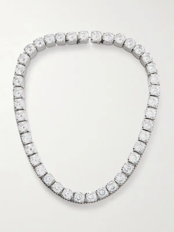 JIL SANDER Tone Crystal Necklace - Silver