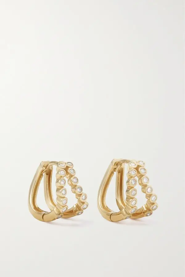 Mateo Wave 14-karat Diamond Hoop Earrings - Gold
