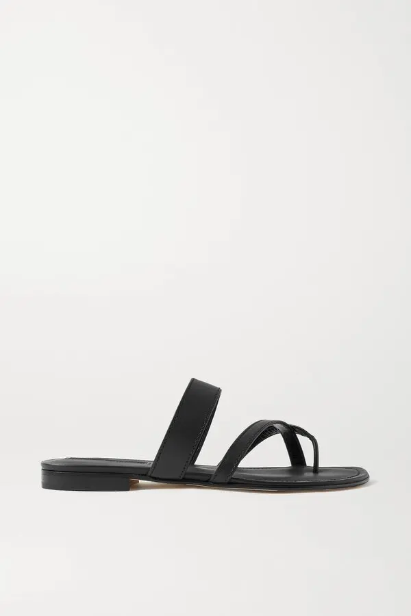 Manolo Blahnik Susa Leather Sandals - Black