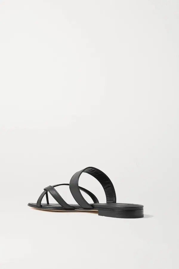 Manolo Blahnik Susa Leather Sandals - Black