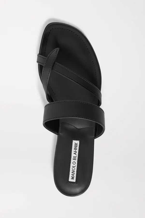 Manolo Blahnik Susa Leather Sandals - Black