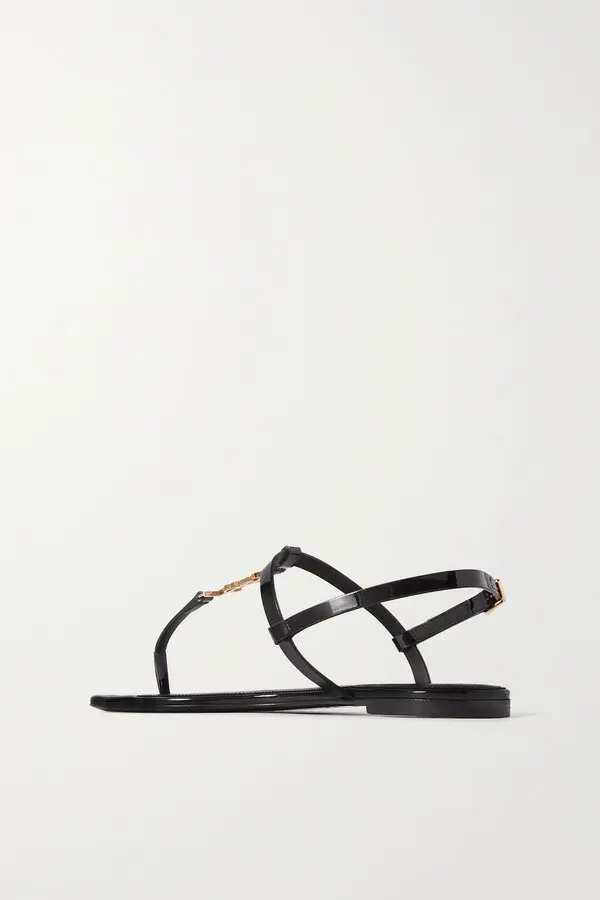 Saint Laurent Cassandra Logo Slingback Sandals - Black