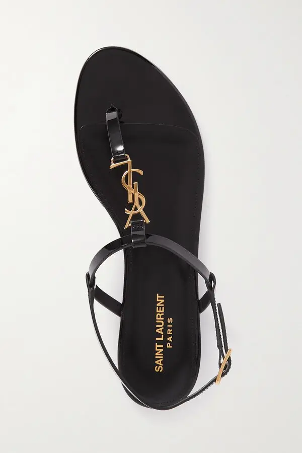 Saint Laurent Cassandra Logo Slingback Sandals - Black