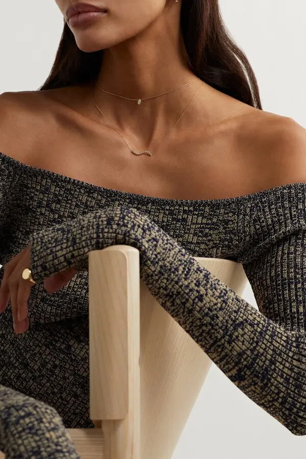 Mateo Wave 14-karat Diamond Necklace