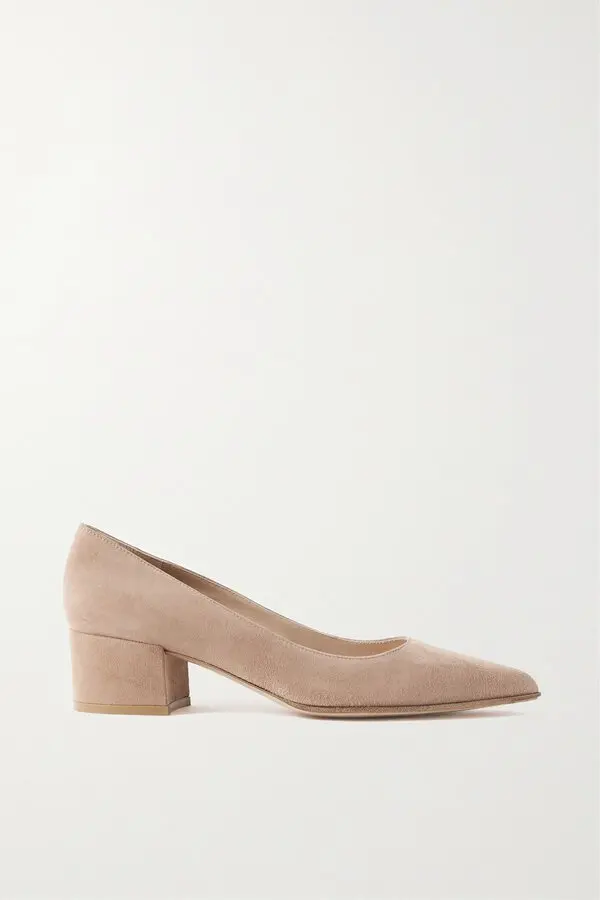 GIANVITO ROSSI Piper 45 Suede Pumps - Neutrals