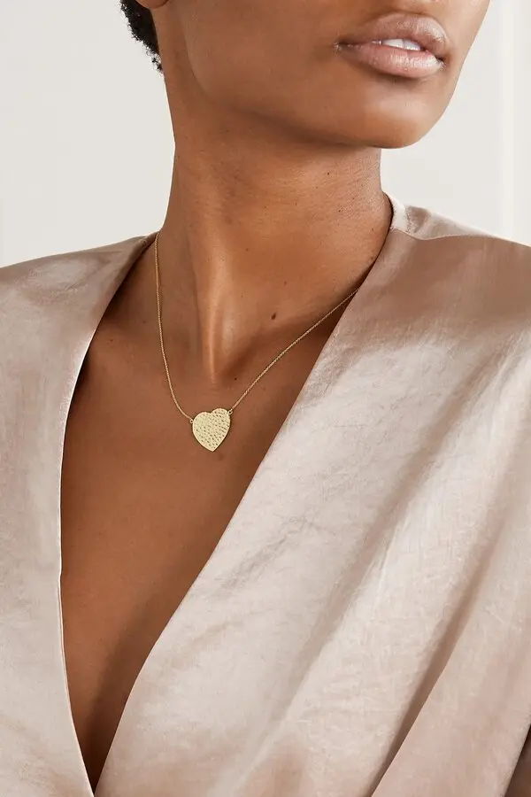 JENNIFER MEYER Hammered 18-karat Heart Necklace - Gold