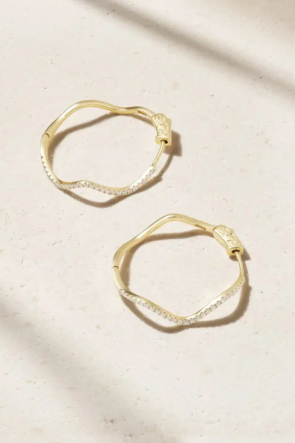 Mateo Wave 14-karat Diamond Hoop Earrings - Gold