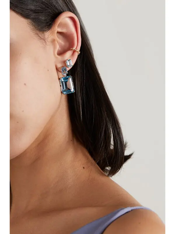 Mateo 14-karat Topaz And Diamond Dangle Earrings