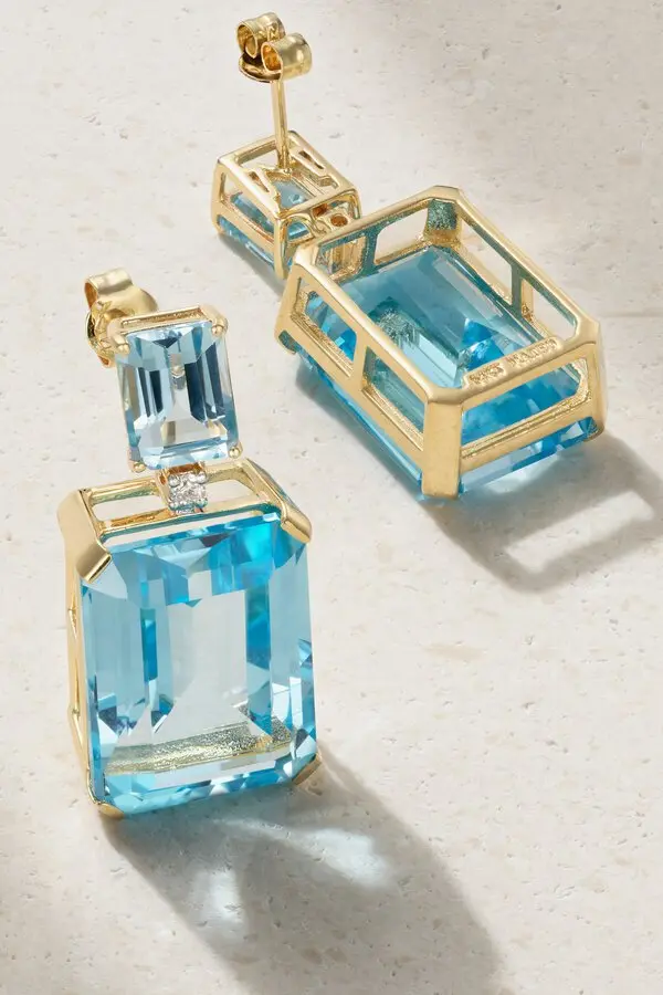 Mateo 14-karat Topaz And Diamond Dangle Earrings