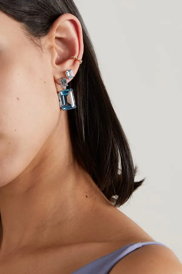 Mateo 14-karat Topaz And Diamond Dangle Earrings