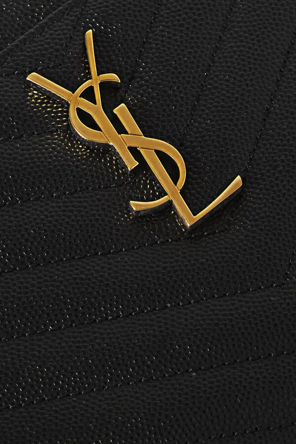Saint Laurent Monogramme Quilted Textured-leather Pouch