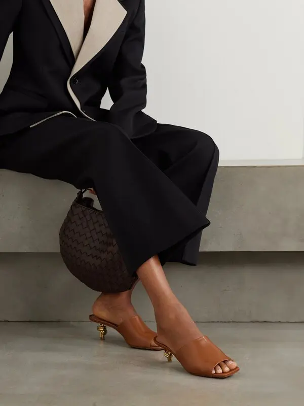 Bottega Veneta Knot Leather Mules - Brown