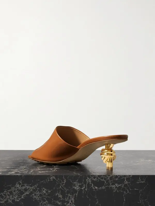 Bottega Veneta Knot Leather Mules - Brown