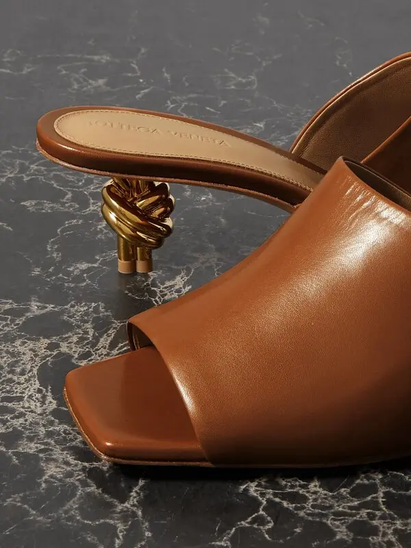 Bottega Veneta Knot Leather Mules - Brown