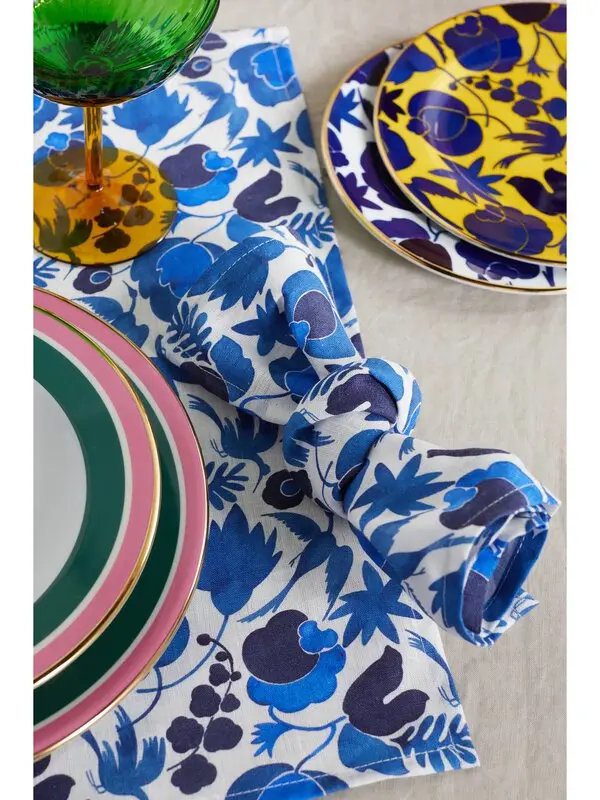La DoubleJ Set Of Six Printed Linen Napkins