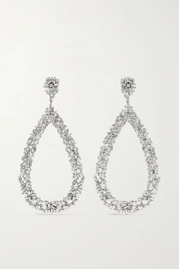 SUZANNE KALAN 18-karat White Diamond Drop Earrings - Gold