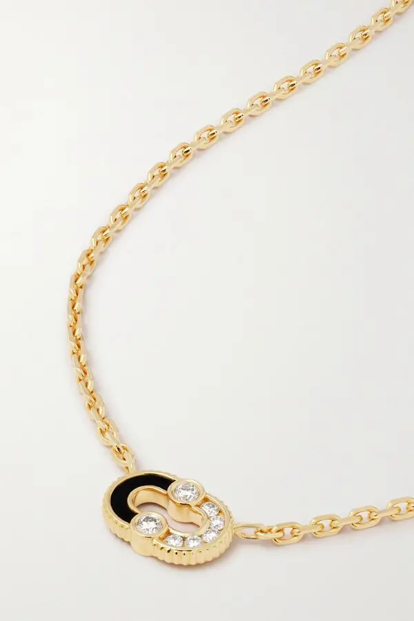 VILTIER Magnetic 18-karat Onyx And Diamond Necklace - Gold