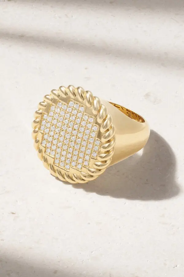 Lauren Rubinski 14-karat Diamond Medallion Ring - Gold