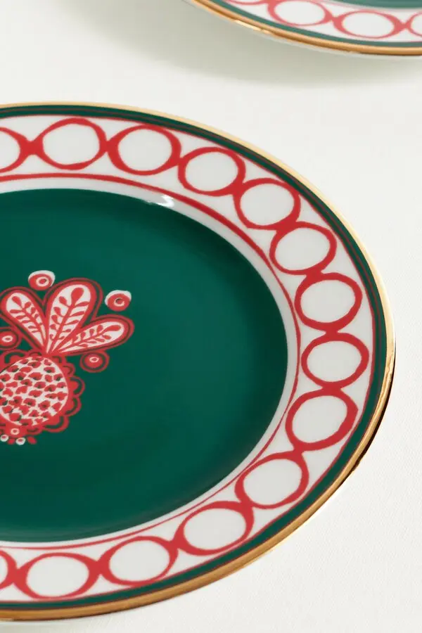 La DoubleJ Set Of Two Gold-plated Porcelain Dessert Plates