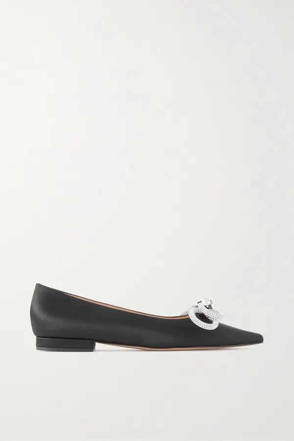 Mach & Mach Double Bow Crystal Flats