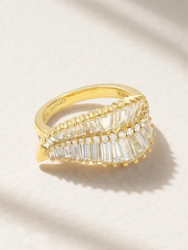 ANITA KO Palm Leaf Diamond Ring - Gold