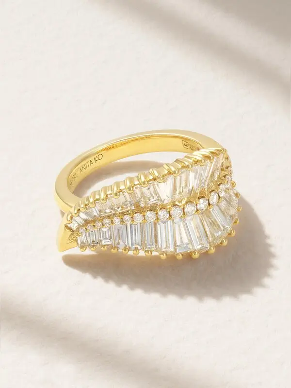 ANITA KO Palm Leaf Diamond Ring - Gold