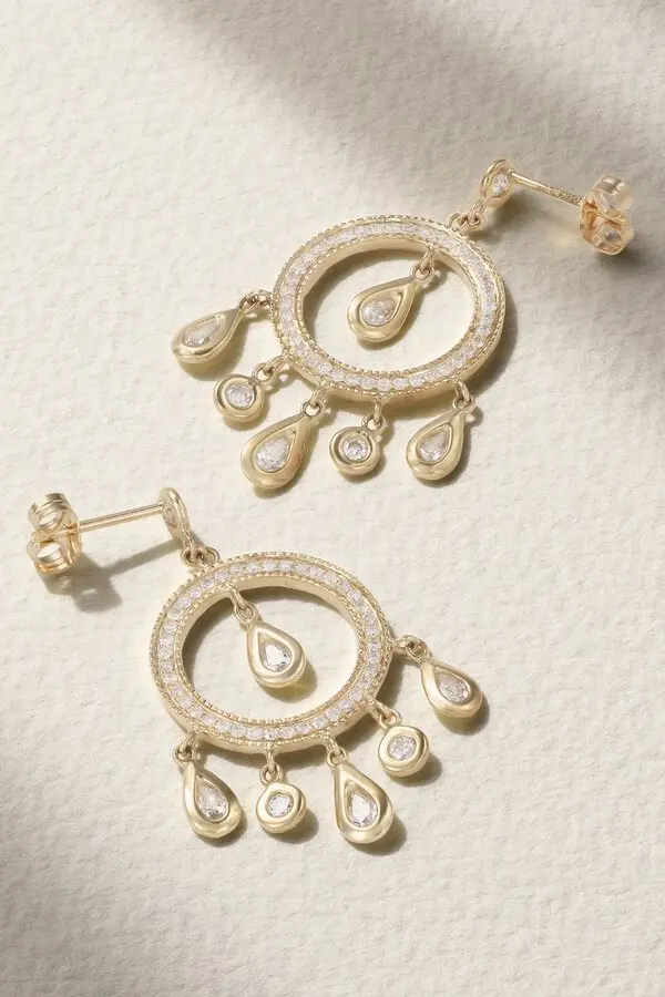 Jacquie Aiche Dream Catcher 14-karat Diamond Dangle Earrings