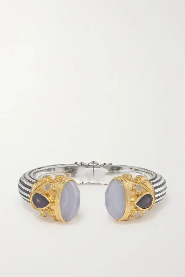 AMRAPALI LONDON Plated Sterling Silver Multi-stone Cuff - Gold