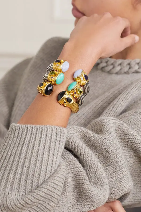 AMRAPALI LONDON Plated Sterling Silver Multi-stone Cuff