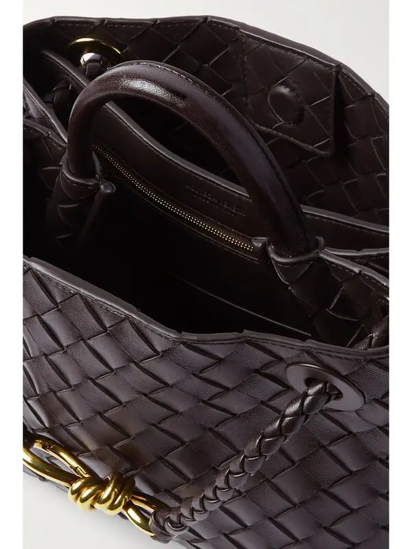 Bottega Veneta Andiamo Small Intrecciato Leather Shoulder Bag - Brown