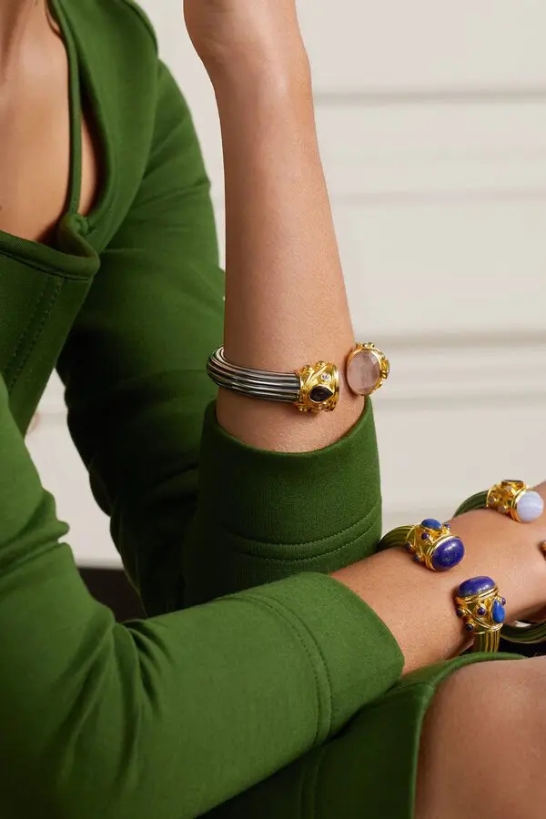 AMRAPALI LONDON Plated Sterling Silver Multi-stone Cuff