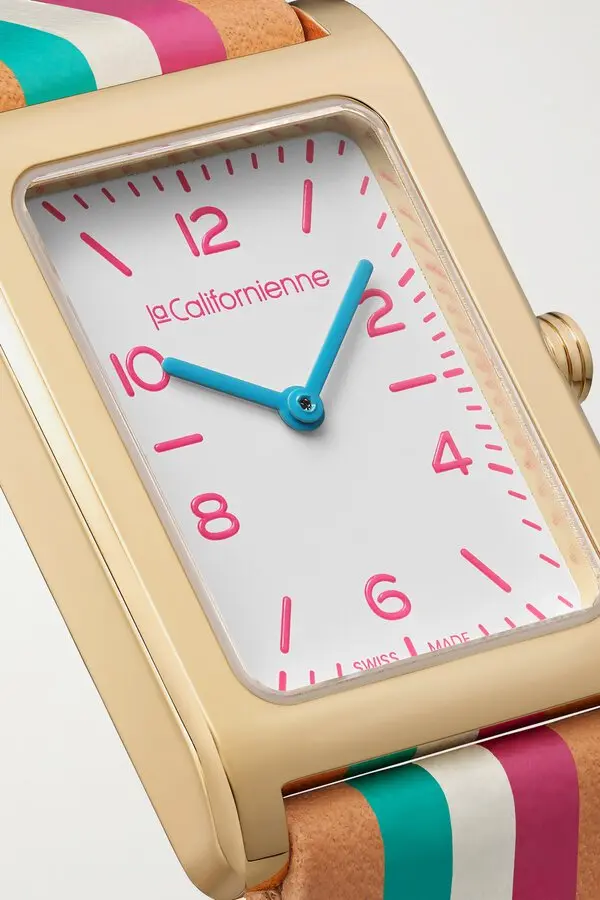 LACALIFORNIENNE Daybreak -plated Watch With Striped Leather Strap - Gold