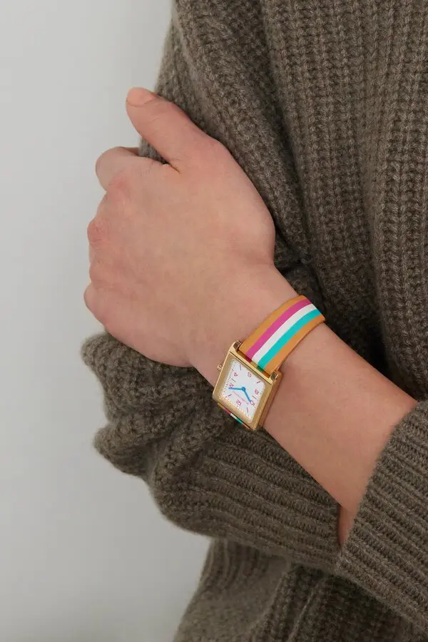 LACALIFORNIENNE Daybreak -plated Watch With Striped Leather Strap - Gold
