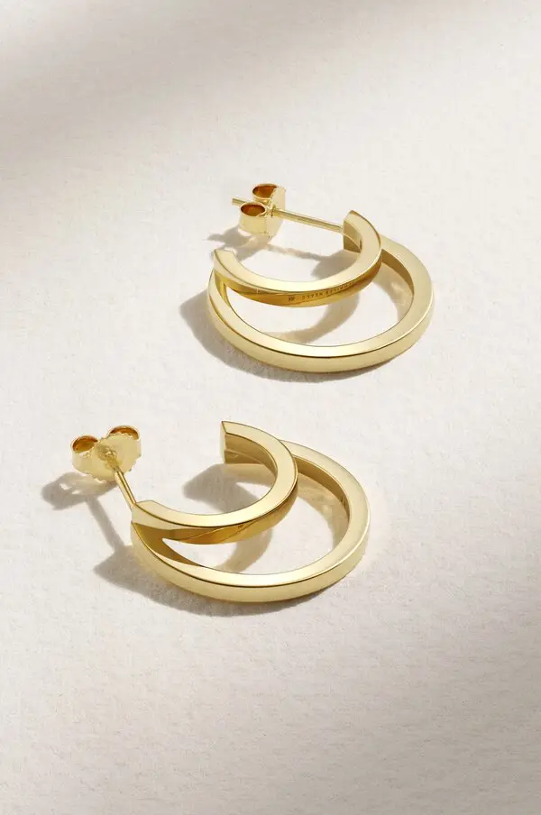 JENNIFER MEYER Mini Double 18-karat Hoop Earrings - Gold