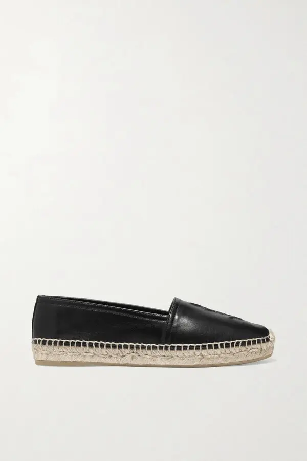 Saint Laurent Cassandre Logo-embossed Espadrilles - Black