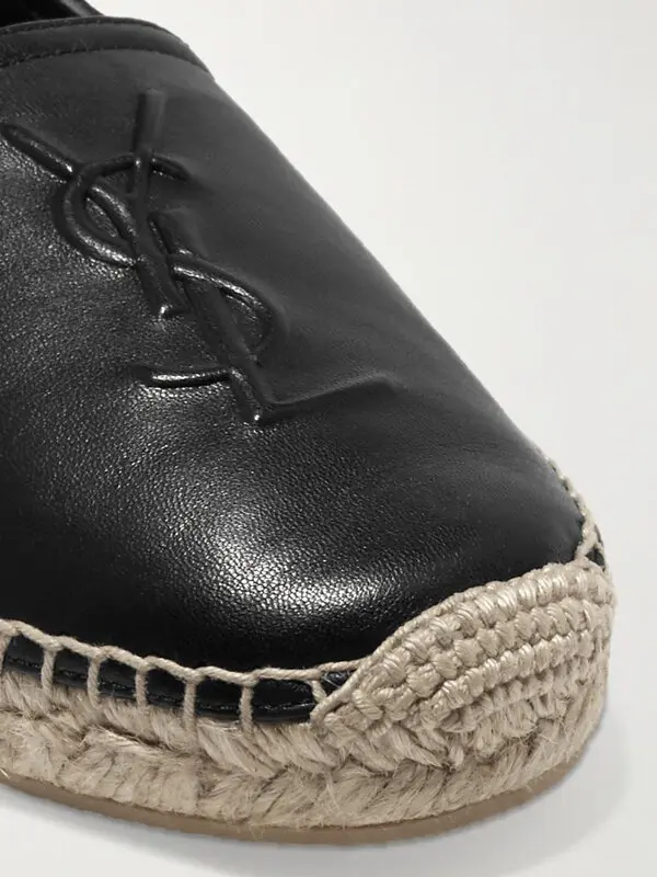 Saint Laurent Cassandre Logo-embossed Espadrilles - Black