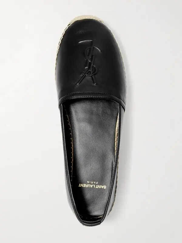 Saint Laurent Cassandre Logo-embossed Espadrilles - Black