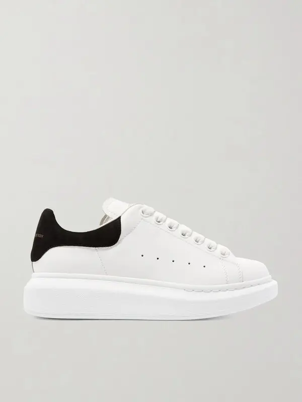 Alexander McQueen Suede-trimmed Leather Sneakers - White