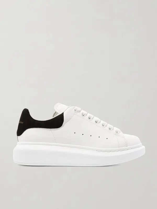Alexander McQueen Suede-trimmed Leather Sneakers - White