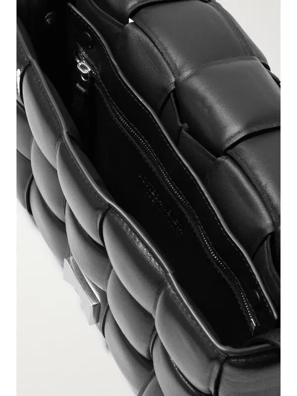 Bottega Veneta Cassette Medium Padded Intrecciato Leather Bag - Black