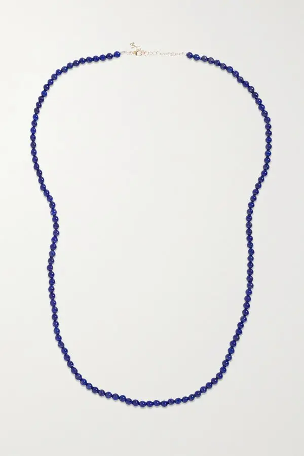Mateo 14-karat Lapis Lazuli Beaded Necklace - Gold