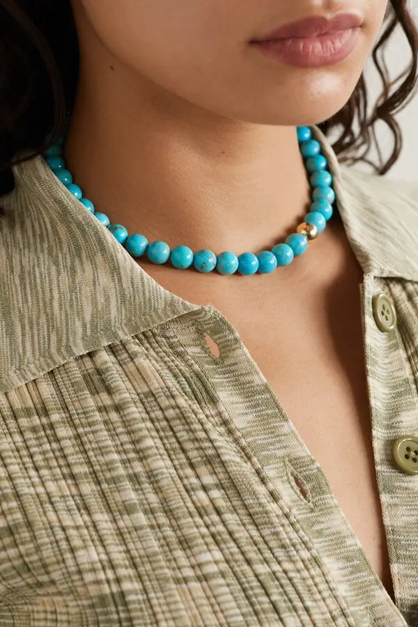 Mateo 14-karat Turquoise Beaded Necklace