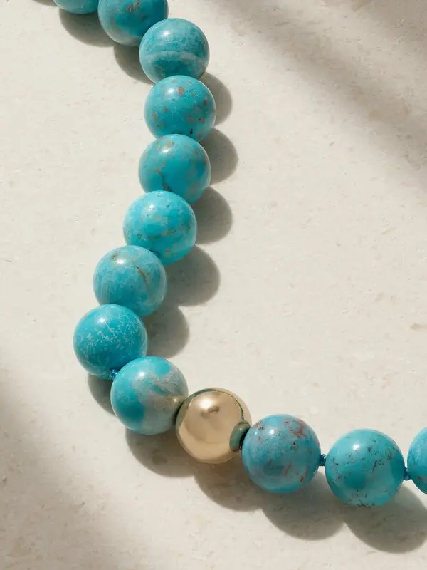 Mateo 14-karat Turquoise Beaded Necklace - Gold
