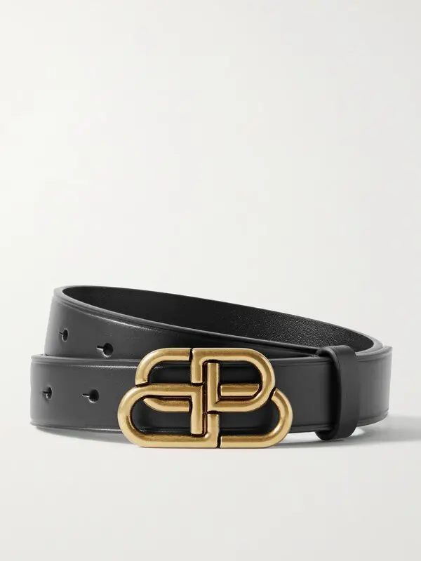 Balenciaga Bb Leather Belt - Black