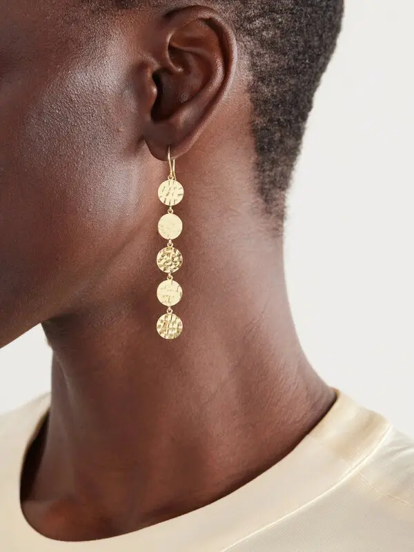 JENNIFER MEYER Mini Hammered Disc 18-karat Earrings