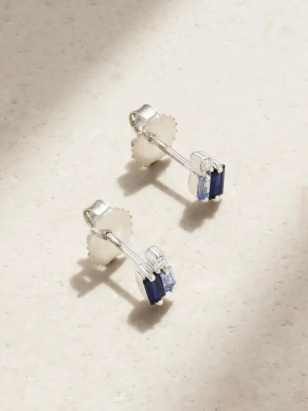 SUZANNE KALAN 18-karat White Sapphire And Diamond Stud Earrings - Gold
